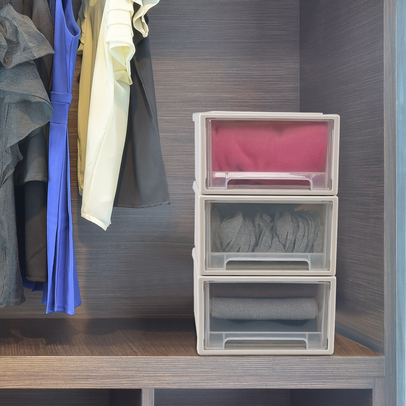 12 Qt. Plastic Stackable Storage Drawer Small Drawer-type Desk ...