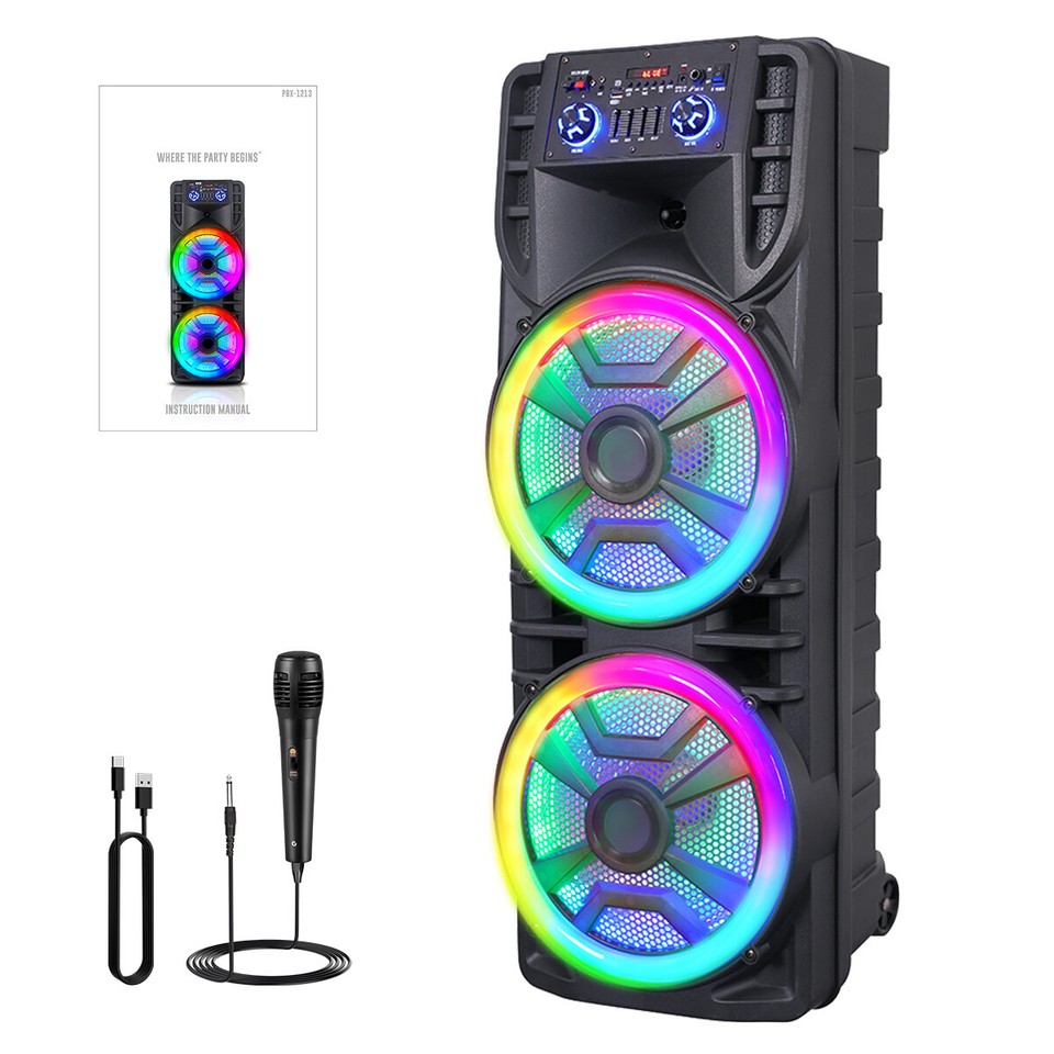 8000W Bluetooth Speaker Dual 12" Subwoofer Heavy Bass Sound System ...