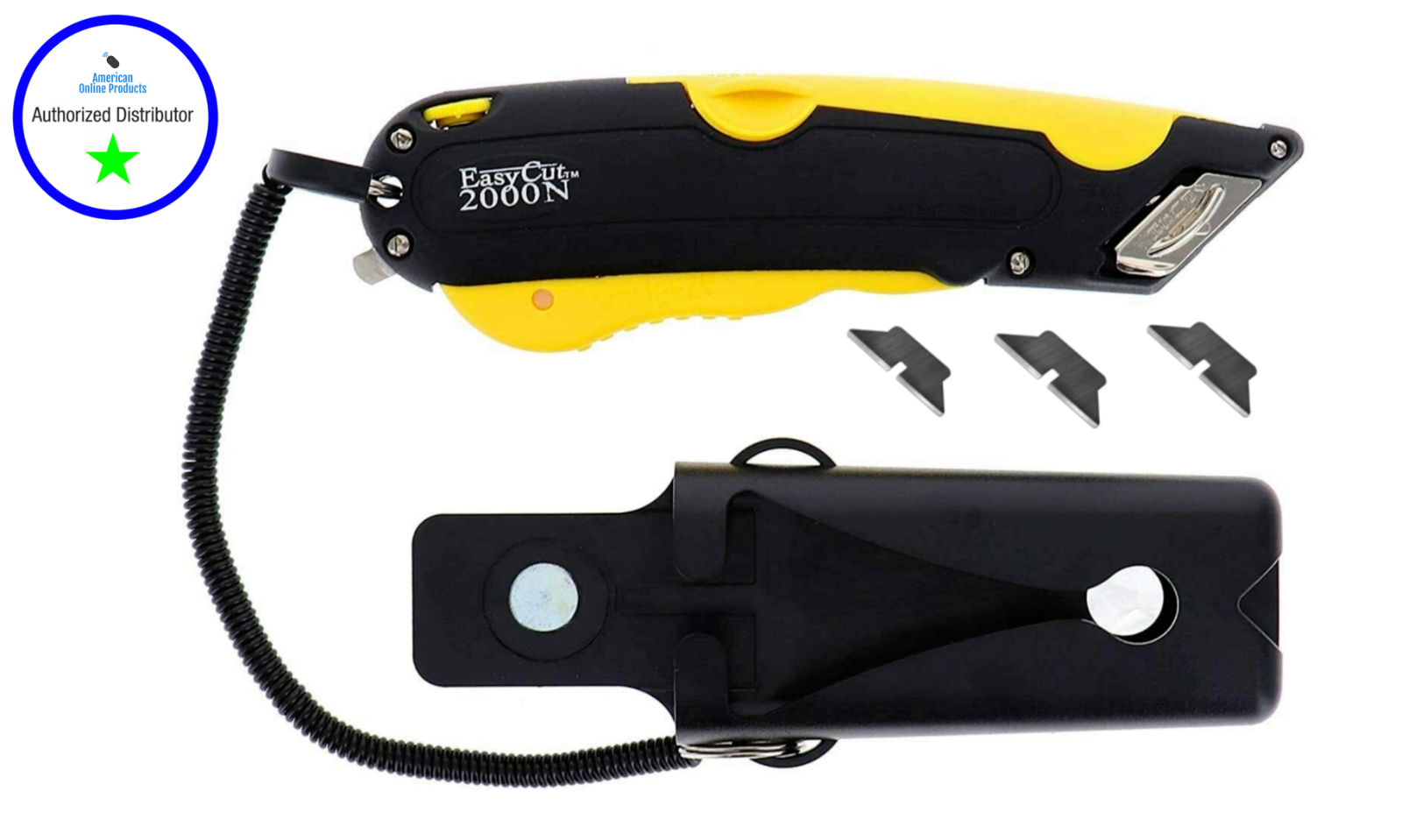 Easy Cut 2000N Safety Box Cutter Knife; Holster, Lanyard & 3 blades ...