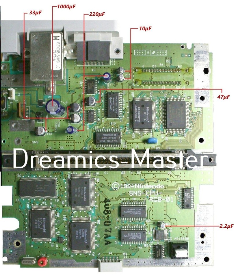 Super NES Cap Kit / SMD Kit - SNS-CPU-1CHIP & SNS-CPU-RGB & SNS-CPU-APU ...