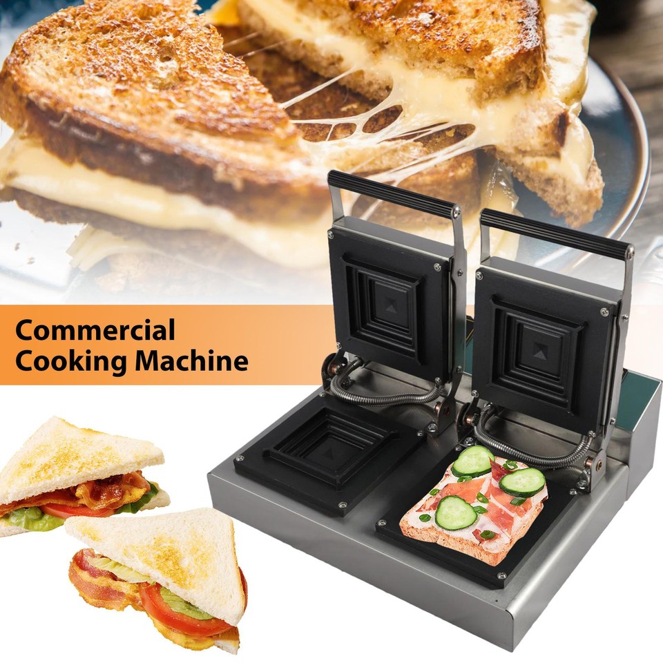 2000wCommercial Double Sandwich Maker Burger Waffle Panini Machine ...