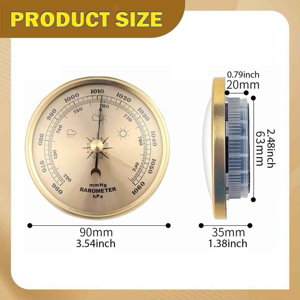 Barometer Barometric Pressure Gauge Diameter 3.54inch Lightweight Round ...