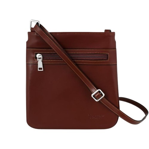 Stauer Women's Brooklyn Brown Leather Hip Bag Zip Pockets Adjustable ...