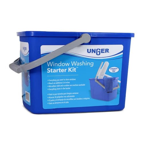 Unger Professional Window Washing Cleaning Kit w Window Squeegees, Pole ...