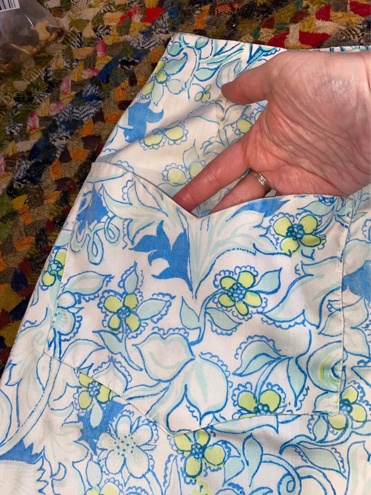 Vintage Lilly Pulitzer "The Lilly" Green and Blue Flo… - Gem