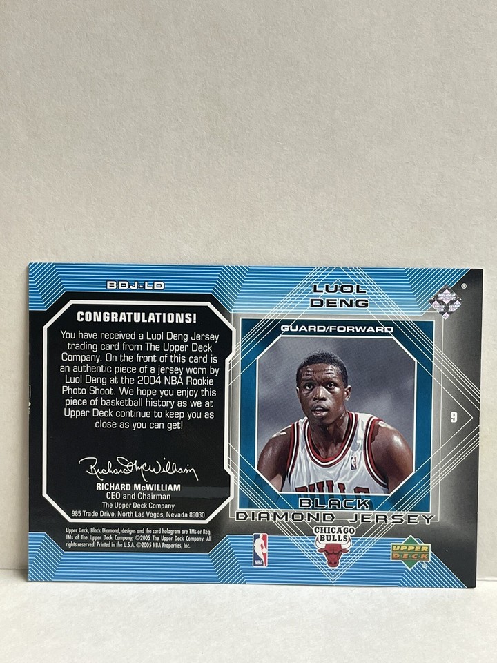 2004-05 Upper Deck Black Diamond Jersey Luol Deng #BDJ-LD Rookie RC | eBay