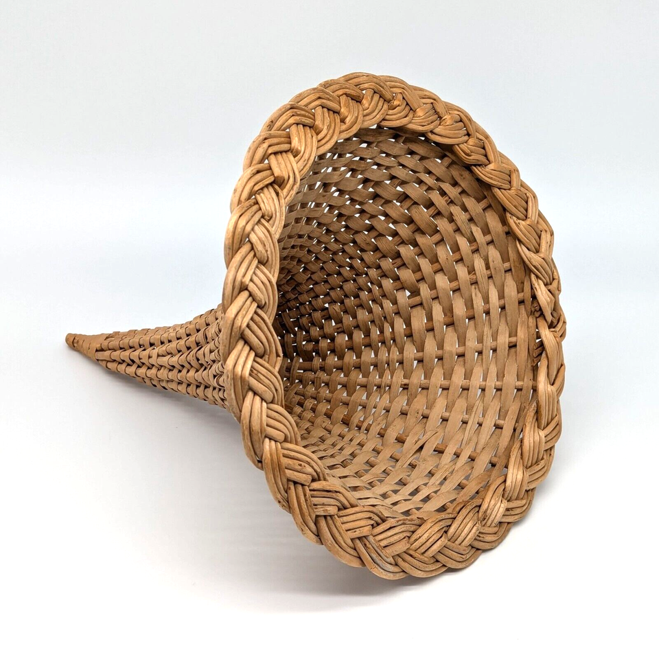 Cornucopia Wicker Woven Basket Horn of Plenty Harvest Thanksgiving ...