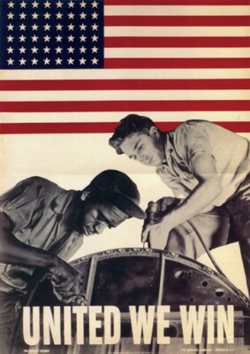 UNITED WE WIN 1942 WW2 propaganda poster print | eBay