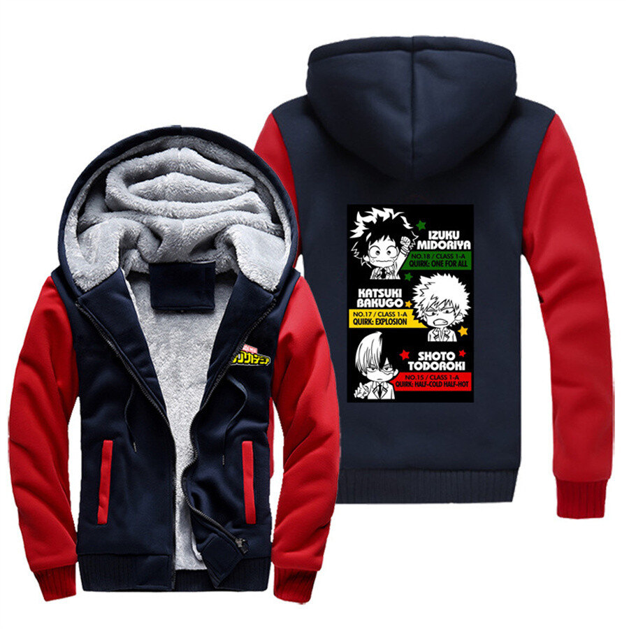 My Hero Academia Midoriya Izuku Shoto Winter Thickened Hooded Jacket ...