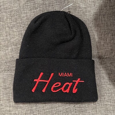 Vtg 90s Miami Heat Script Spell Out Winter Beanie Black | eBay