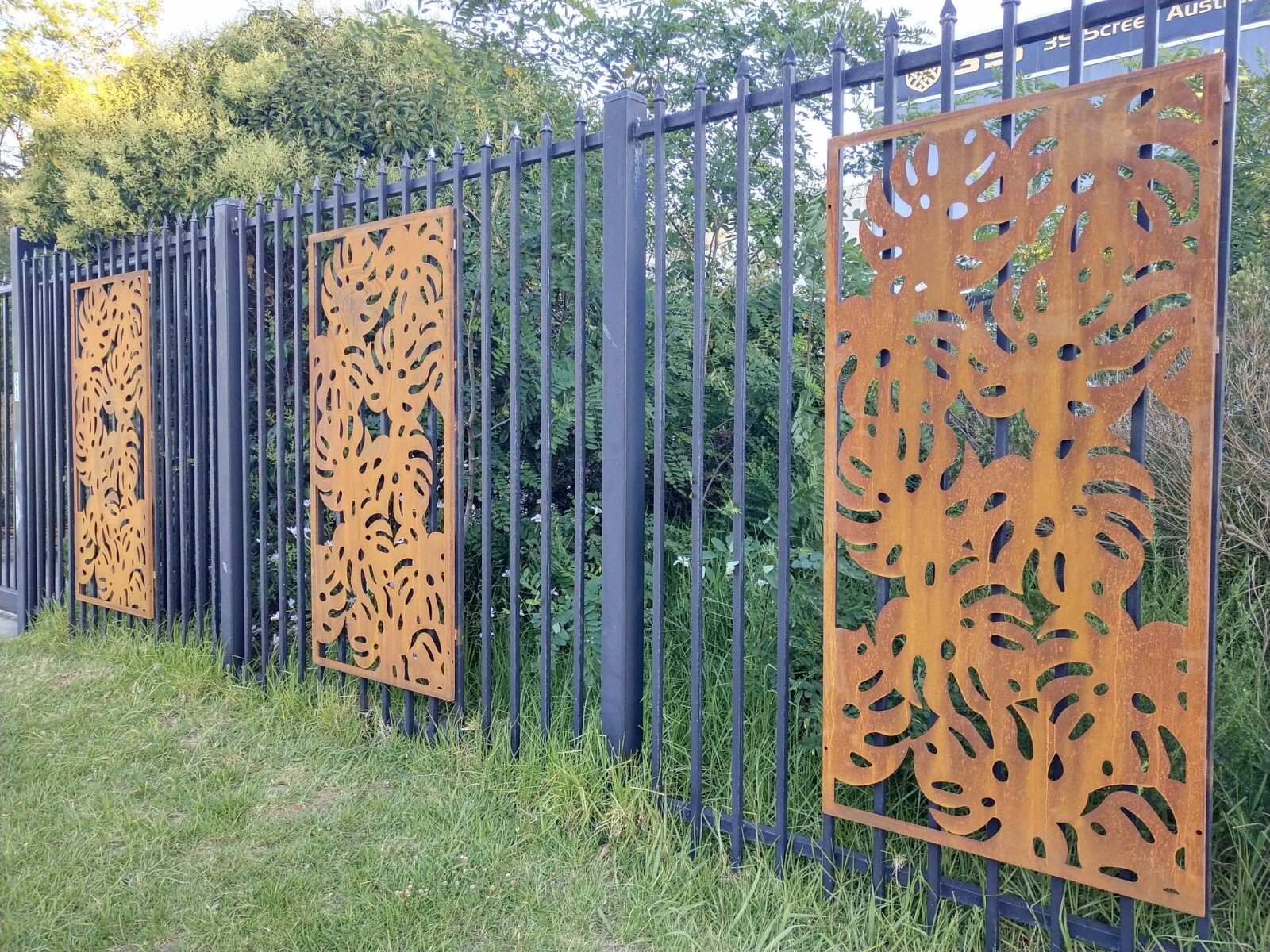 Corten style laser cut rust screen- laser cut wall screen-garden screen ...
