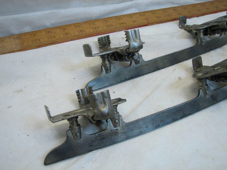 Pr Vintage Styria Olympic Clamp On Iron Ice Skates Curled Toe | eBay