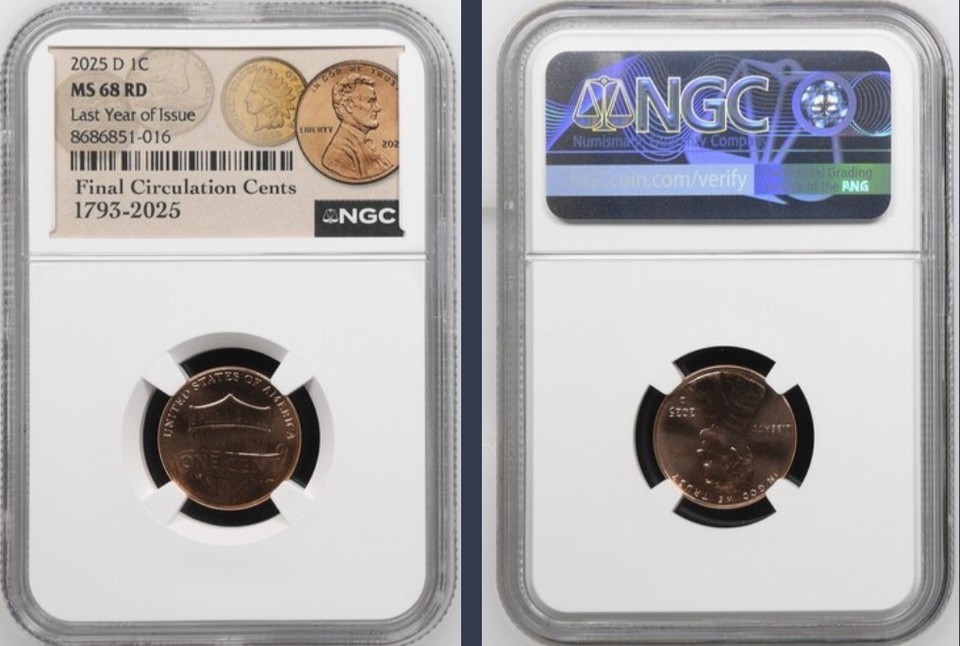 2 Coin Set 2025 P & D Lincoln Cent 1C Penny NGC MS68 RD Final ...
