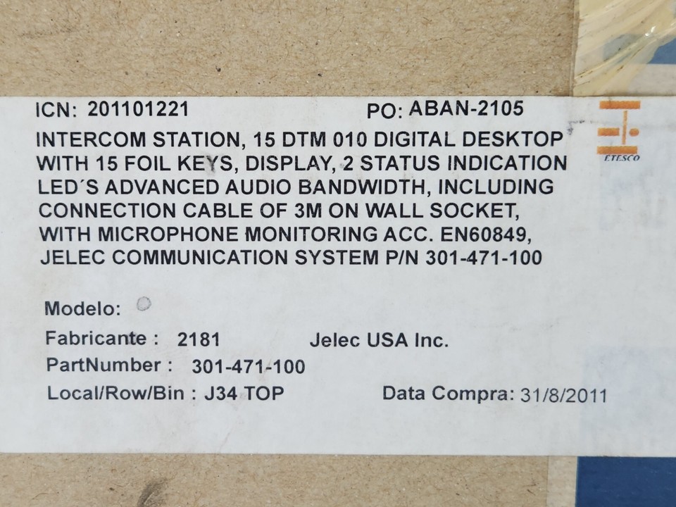 INDUSTRONIC 30 DTM 010 DIGITAL INTERCOM STATIONS WITH MICROPHONE 301 ...