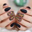 3-D Matte STILETTO *ANGEL IN DISGUISE* Gems Black Full Cover Nail Tips ...