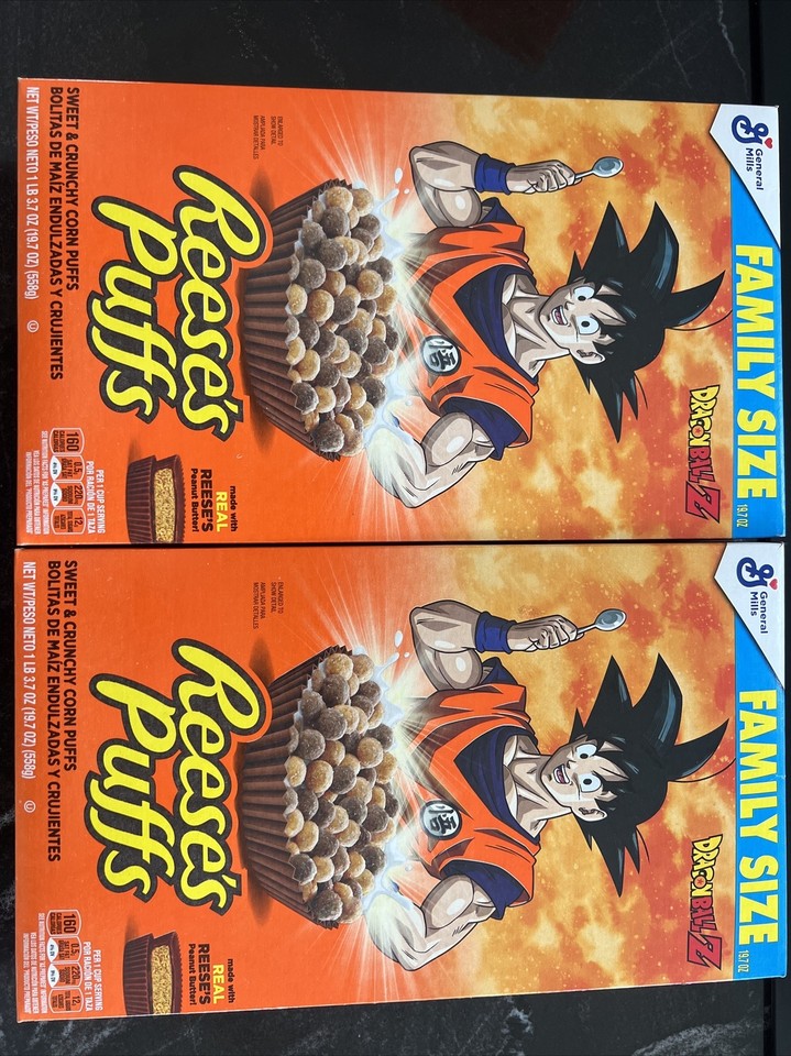 Dragon Ball Z Reese’s Puffs Family Size Cereal Box GOKU & FRIEZA 2-PACK ...