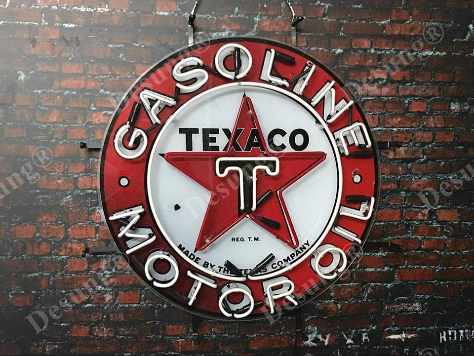 Texaco Gasoline Gas Motor Oil 24"x24" Neon Sign Light Lamp HD Vivid ...