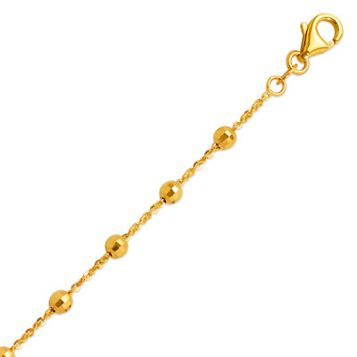 14k Real Solid Gold Bead Station Necklace Ball Beaded Rolo Chain 16" 18 ...