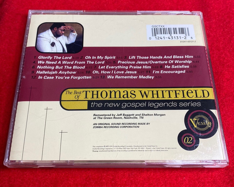 The Best Of Thomas Whitfield 13 Songs [CD] The New Gospel Legends ...