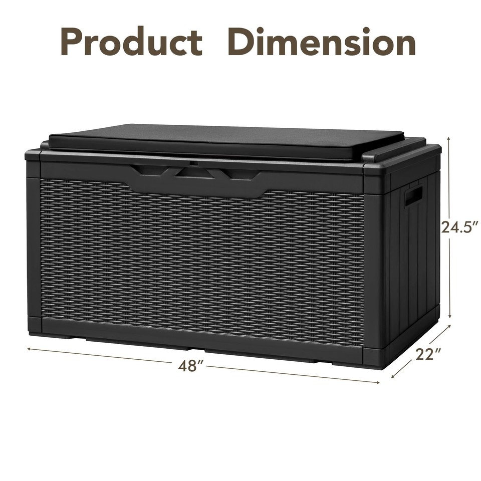 Devoko 100 Gallon Deck Box, Waterproof Outdoor Storage Box with Cushion ...