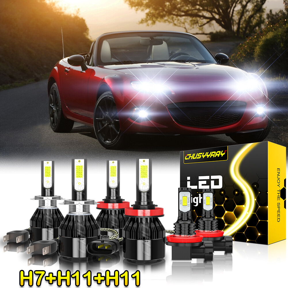 for Mazda MX-5 Miata 2006-2014 LED Headlights High /Low Beam+Fog Light ...