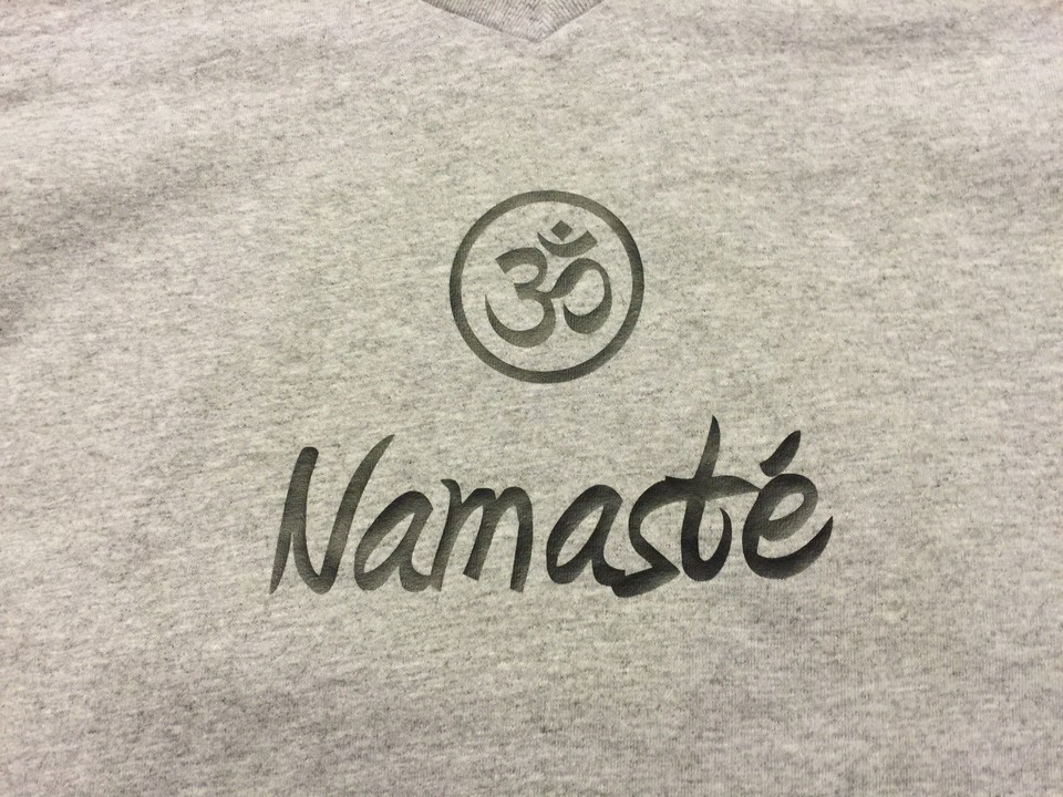 Namaste - T-shirt - Yoga Cotton Blend Sports Gray Lady "V"-Neck | eBay