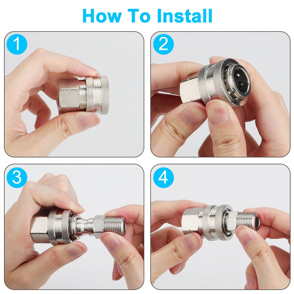 4x Pressure Washer Quick Connect Fitting 3/8 Inch Male and Female ...