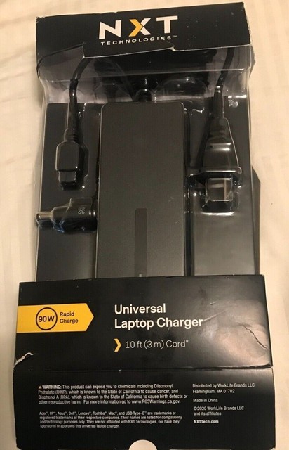 NXT Technologies Universal Laptop Charger 90w Rapid Charge 10ft Cord ...