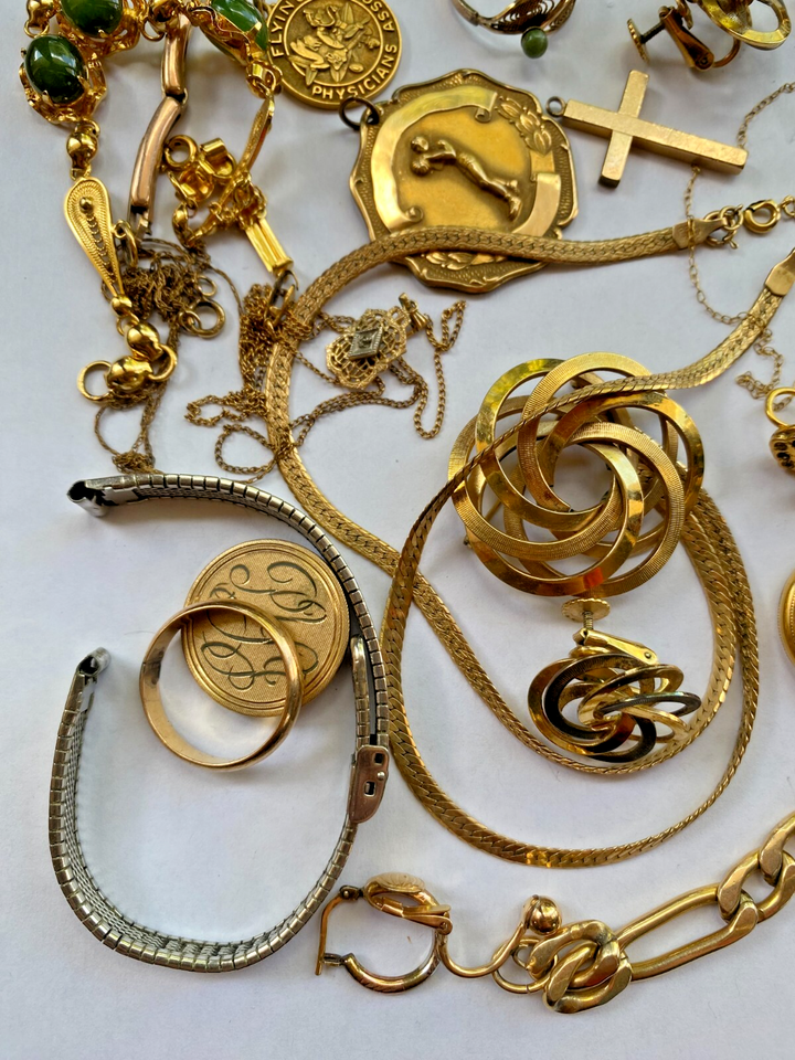 Lot Broken Scrap Gold Filled Jewelry Brooch Ring Pendant Pin Locket 220 ...