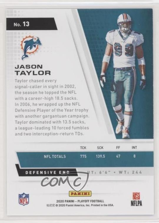 2020 Panini Playoff 4th Down /10 Jason Taylor #13 HOF | eBay