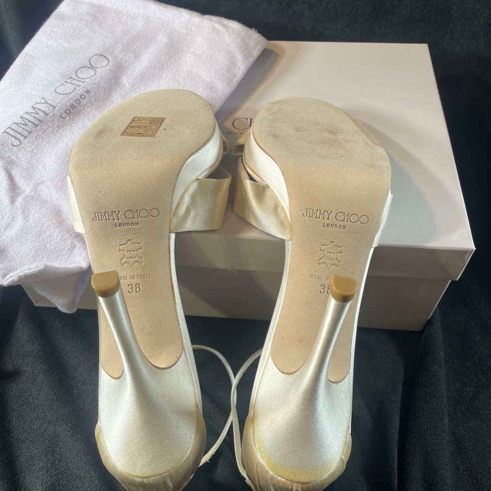 Jimmy Choo Macy Ivory Satin Size 38 Vintage | eBay