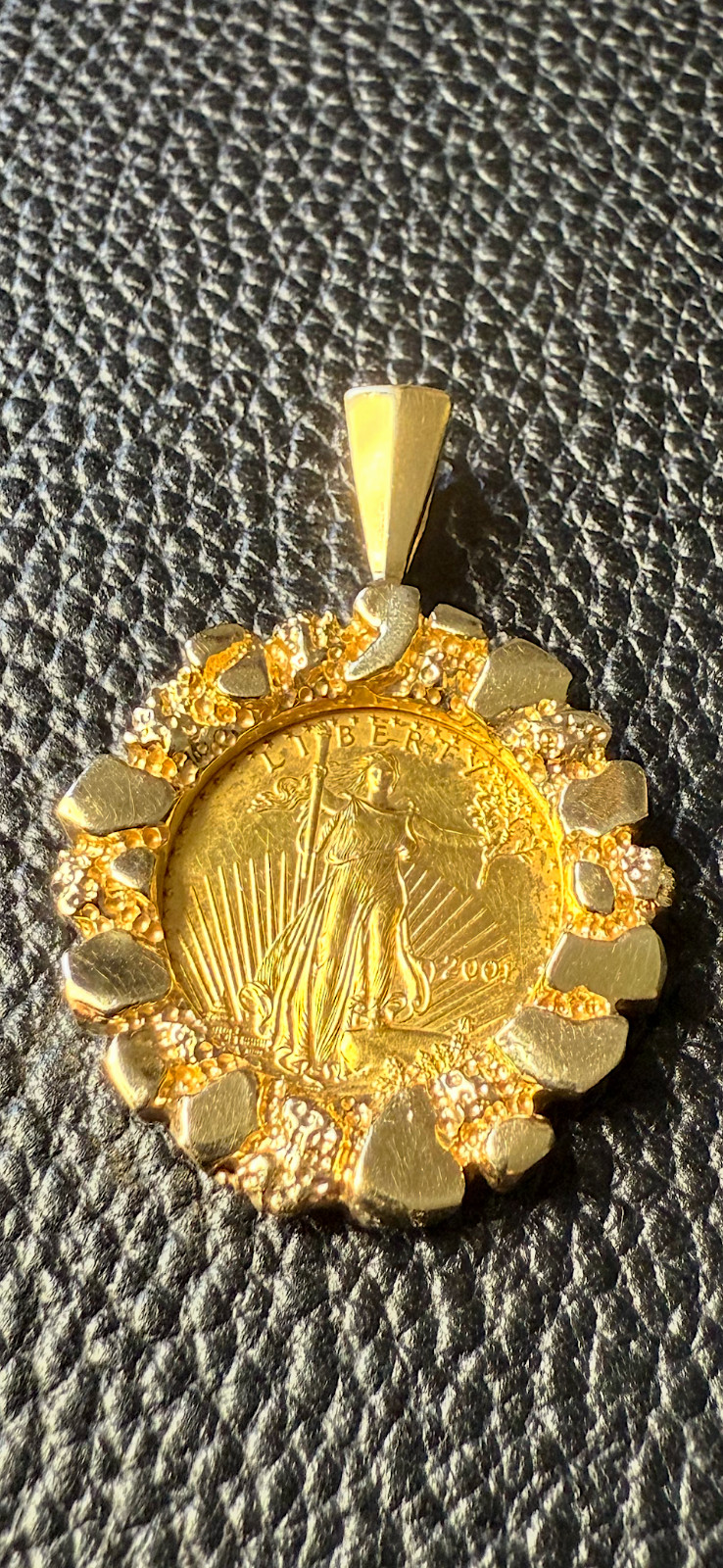 Vintage 14k TEX Gold Nugget Pendant Charm with 22k Am… - Gem