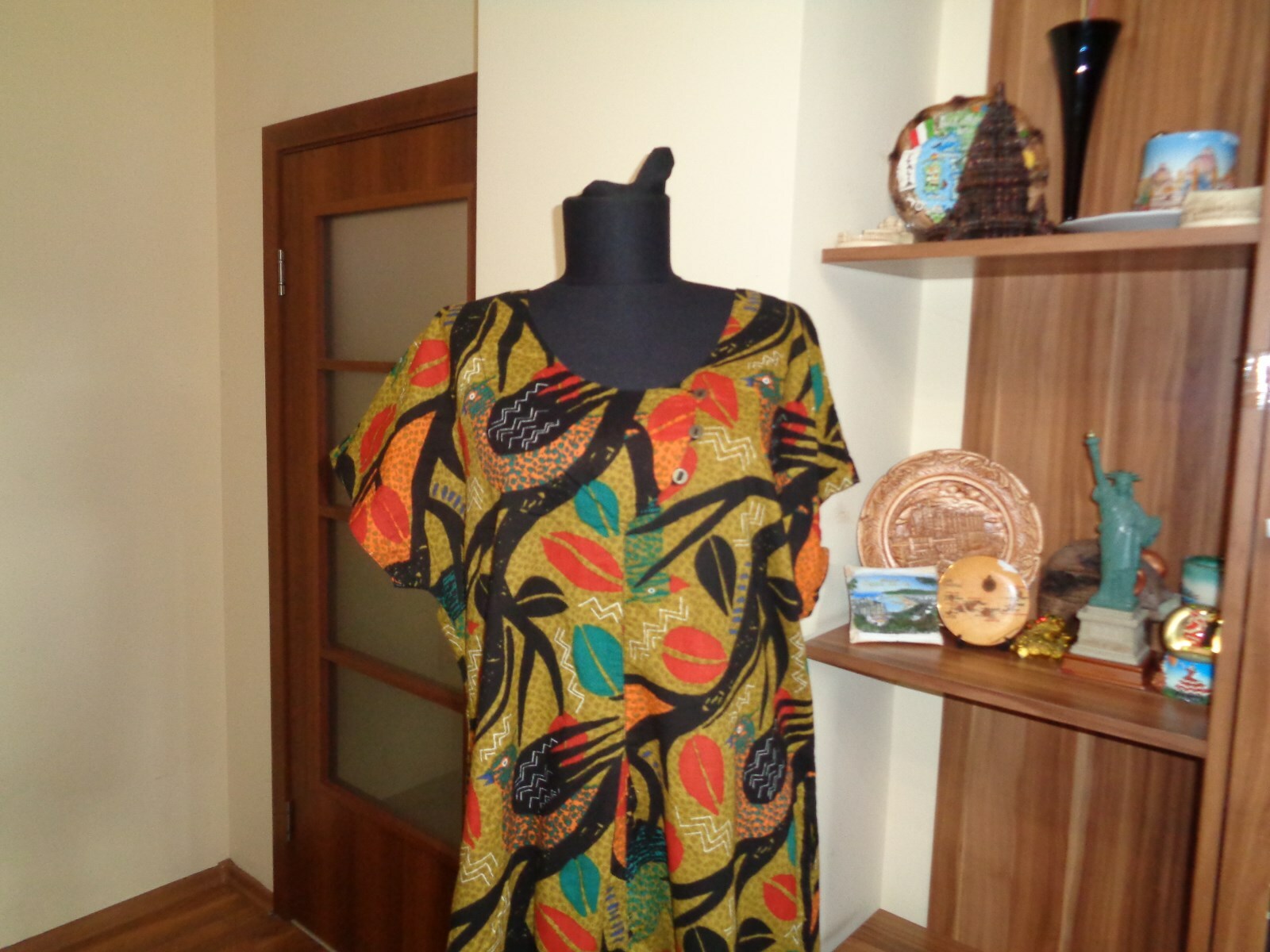 GUDRUN SJODEN ECO COTTON MULTICOLORED FRONT PLEAT BOTANICAL PRINT DRESS ...