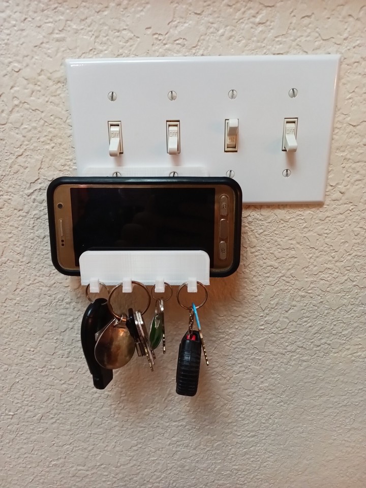 2 Light Switch Key Hanger, Phone / Wallet Holders. Holds 4 Key Rings ...