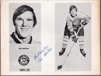 Tim Horton Autographed Signed 8x10 Pittsburgh Penguins PSA/DNA Full ...