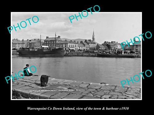 OLD LARGE HISTORIC PHOTO OF WARRENPOINT DOWN IRELAND THE TOWN & HARBOUR ...