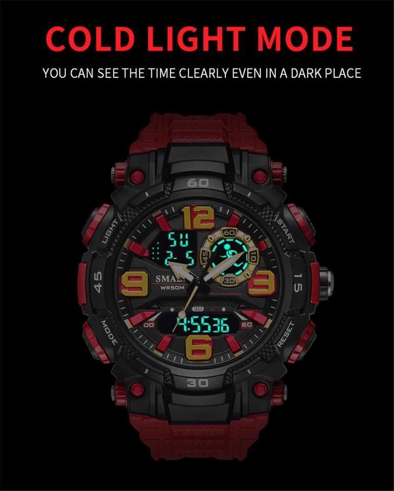 SMAEL Men Watch Digital Quartz Wristwatch LED Electronic Alarm Sport ...
