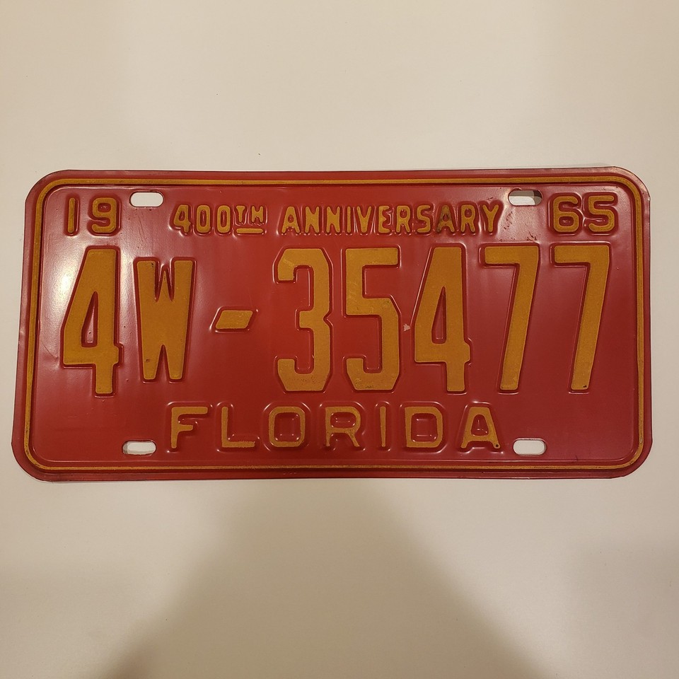 1965 400th Anniversary Florida License Plate #4W-35477 With Booster ...