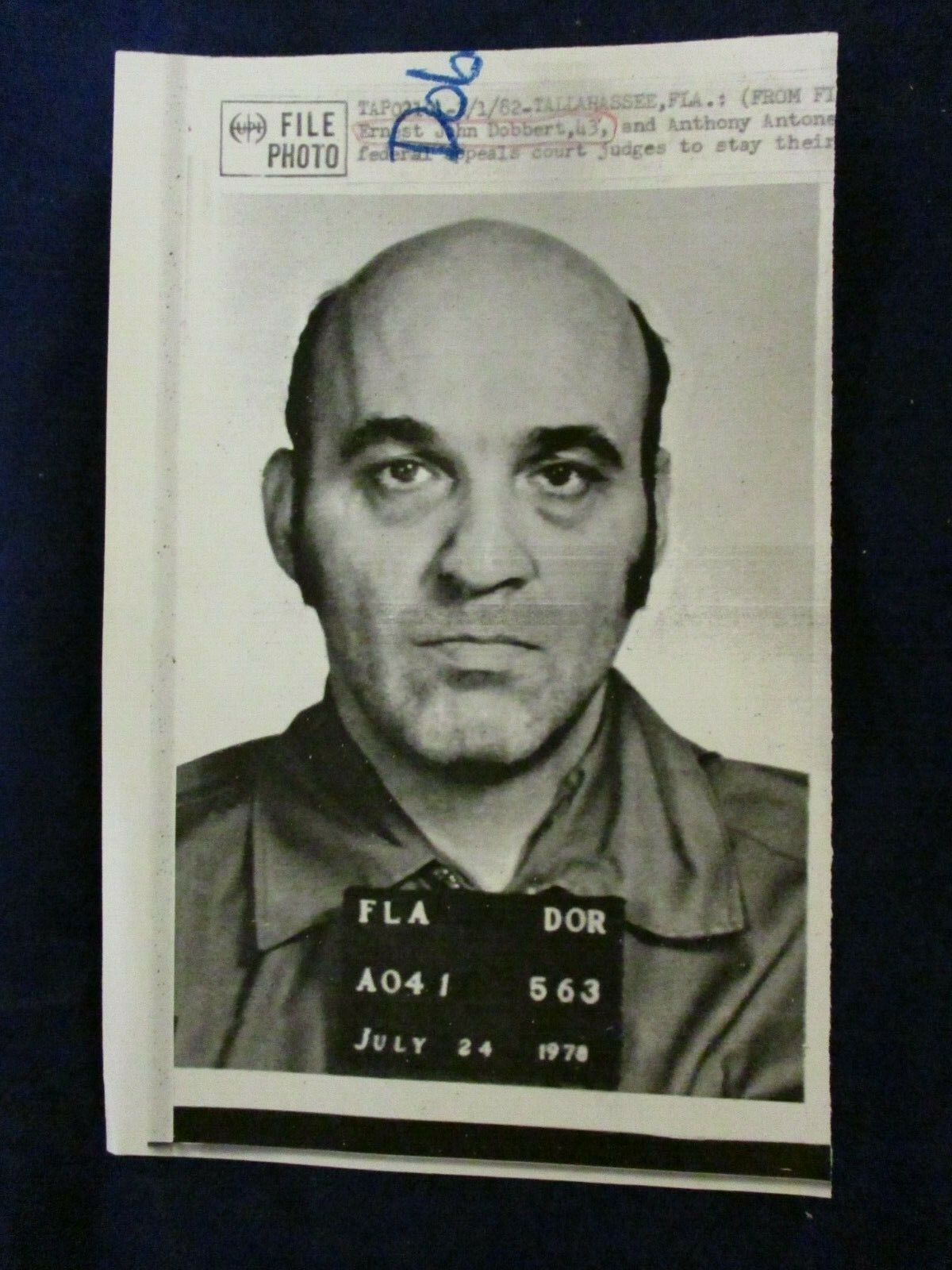 Wire Press Photo 1982 Ernest John Dobbert mug-shot Tallahassee Florida ...