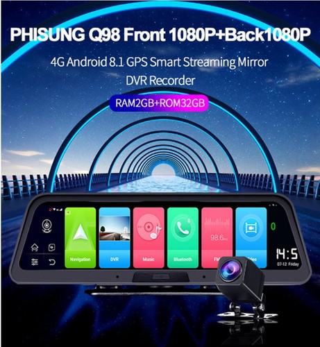 10'' Android 8.1 HD Dual Lens 4G Car DVR Console Dash Cam Recorder ...