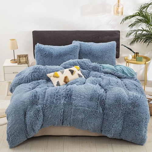 Fluffy Cover Bed Set Faux Fur Fuzzy Duvet Cover Set Plush Duvet Cover 3 ...