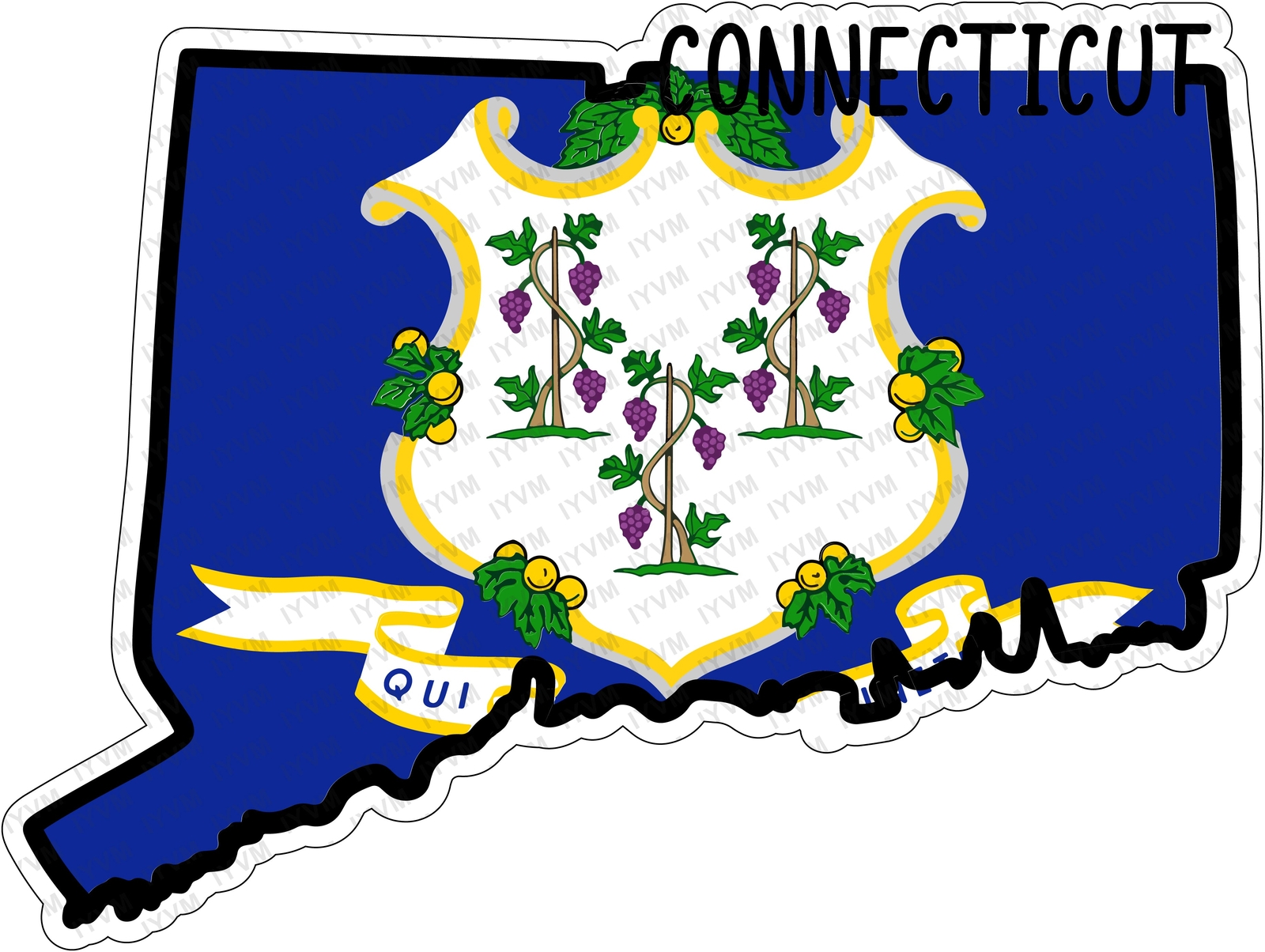 State of Connecticut Flag Map Sticker Decal USA Connecticut State | eBay