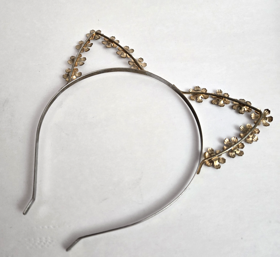 Gold Metal Kitty Cat Ears Headband Halloween Cosplay | eBay