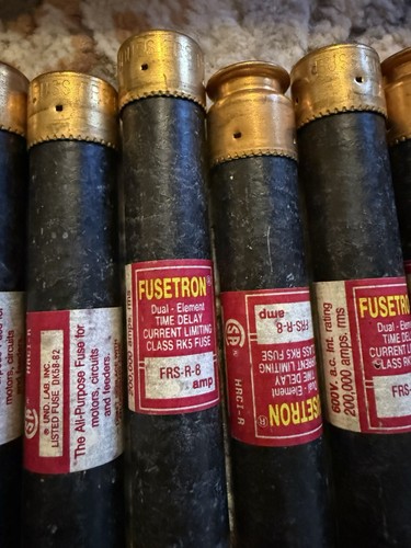 FRS-R-8 8 Amp 600V Fusetron Dual Element Time-Delay Current Limit Lot ...