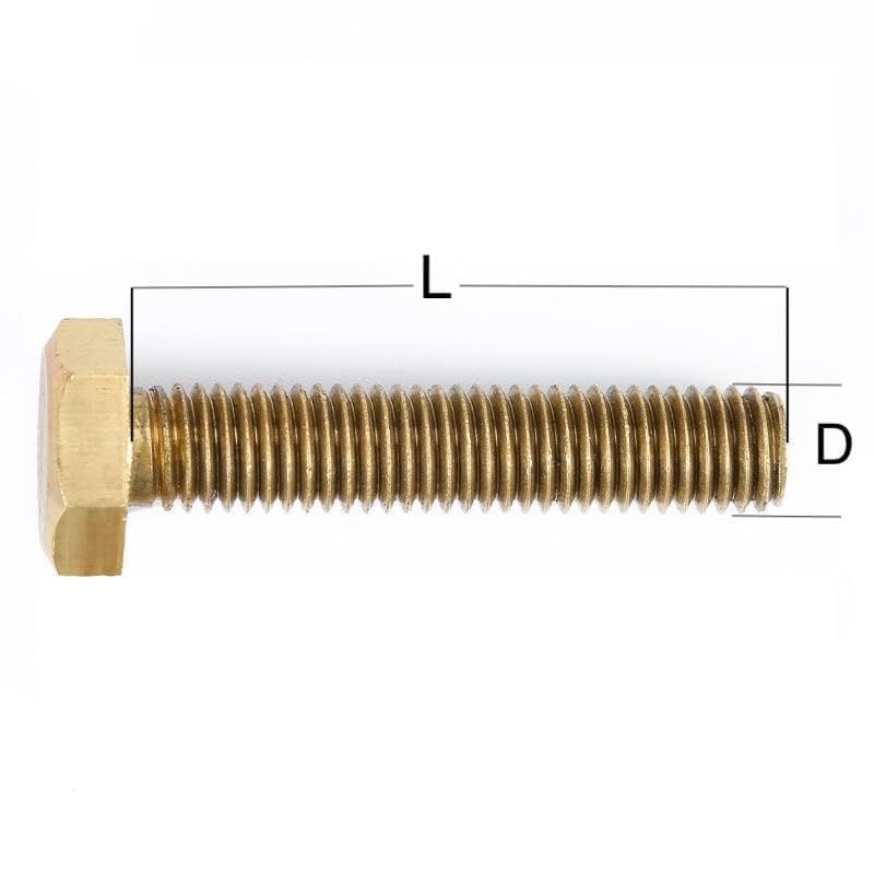 M8 x 10mm Brass Hex Head Bolts 10 Pieces External Hex Thread Screw ...