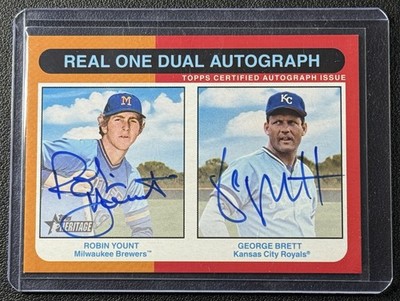 GEORGE BRETT ROBIN YOUNT 2024 TOPPS HERITAGE HIGH NUMBER REAL ONE DUAL ...