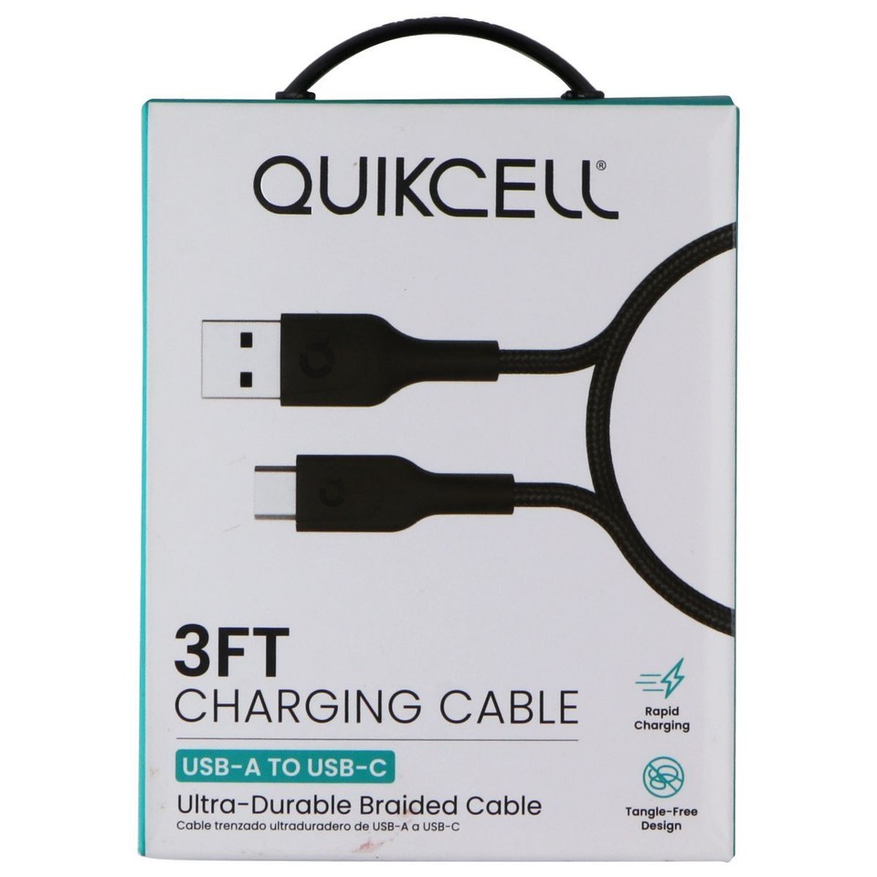 Quikcell 3Ft Braided USB-A to USB-C Charging Cable - Black | eBay