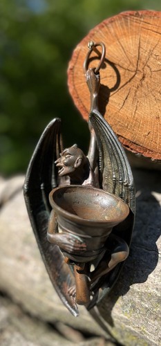 RARE Original Bronze Hanging Devil Figure Match Holder | eBay