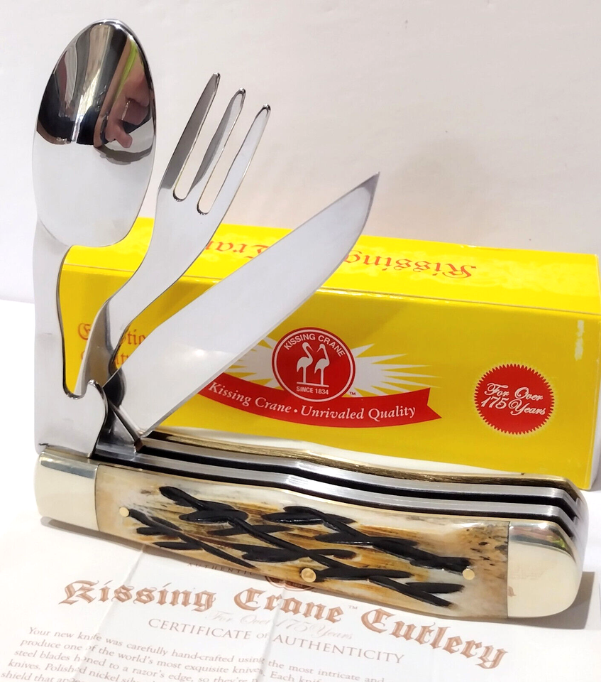 Kissing Crane HOBO Folding Knife w/ Fork Spoon Utensil Boy Scouts ...