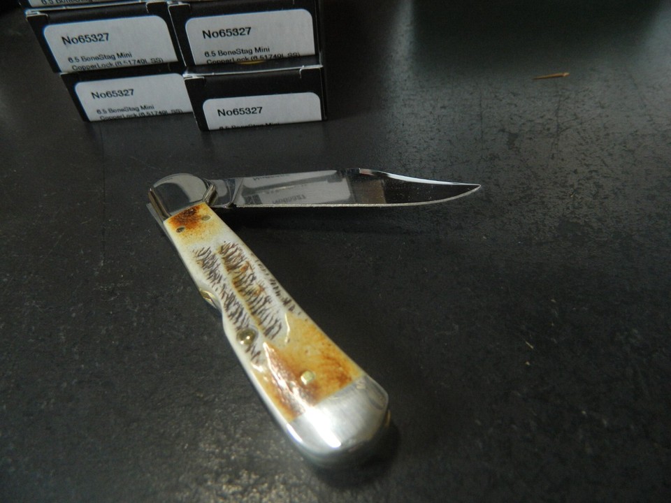CASE XX MODEL# 65327 6.5 BONE STAG HANDLE MINI COPPERLOCK 3.63" CLOSED ...